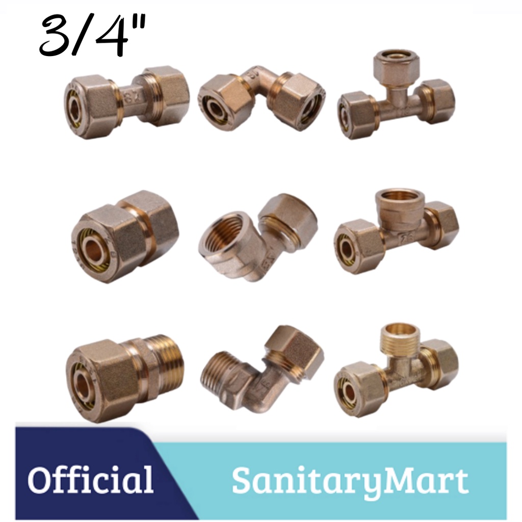 Jual KNEE DRAT / SOCK DRAT LUAR DALAM 3/4 INCHI KUNINGAN/ TEE DRAT AIR PANAS/NEPEL SAMBUNGAN ...