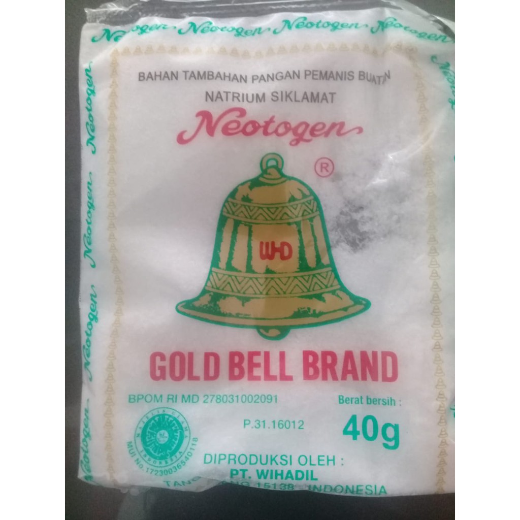 Jual NATRIUM SIKLAMAT GOLD BELL BRAND 40gr (PEMANIS BUATAN) | Shopee ...