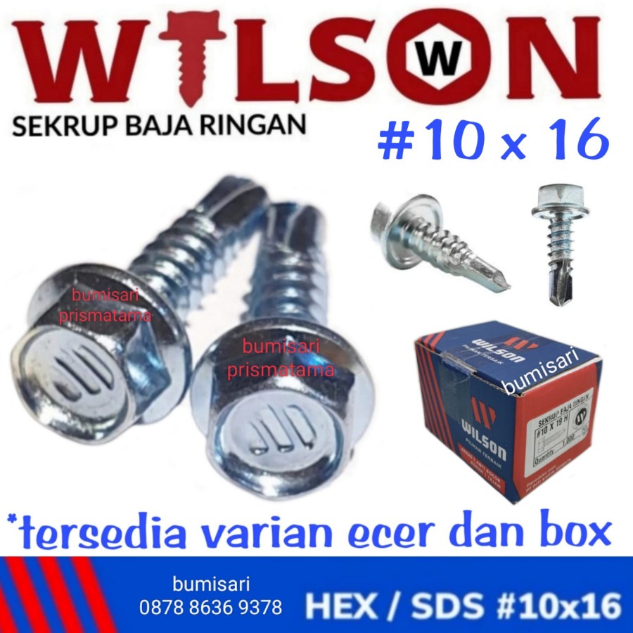 Jual Skrup Baja Ringan 10 x 16 Roofing Putih Wilson PERBOX ( 1.000 Pcs ...
