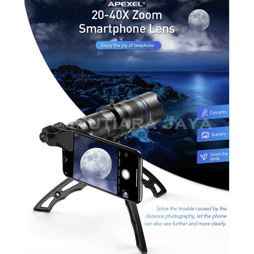 Jual APEXEL Lensa Tele Smartphone Handphone 20 - 40X Zoom Lens ...