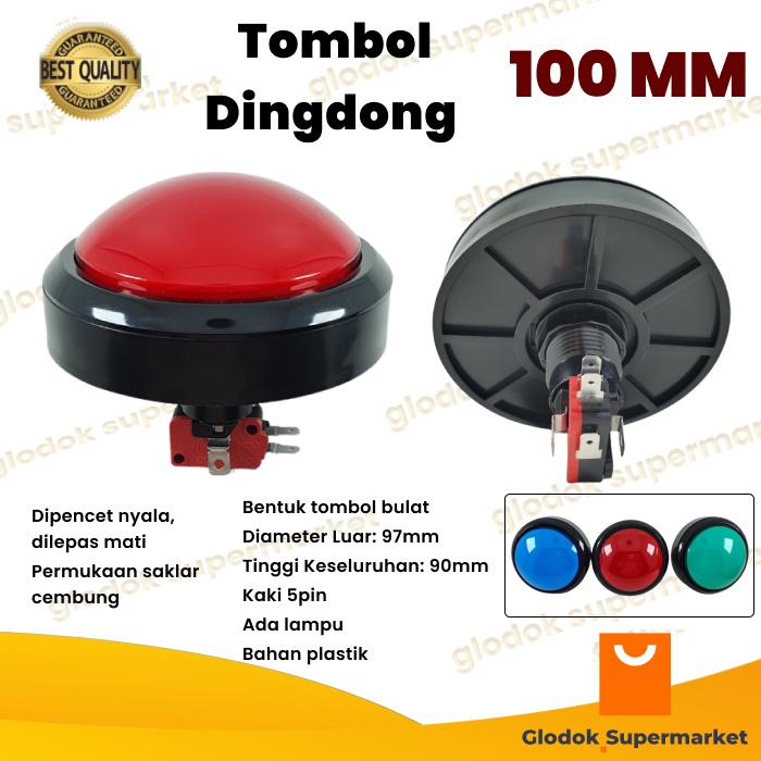 Jual Tombol Dingdong Jumbo Switch Push On Dindong 100mm Saklar Mesin ...