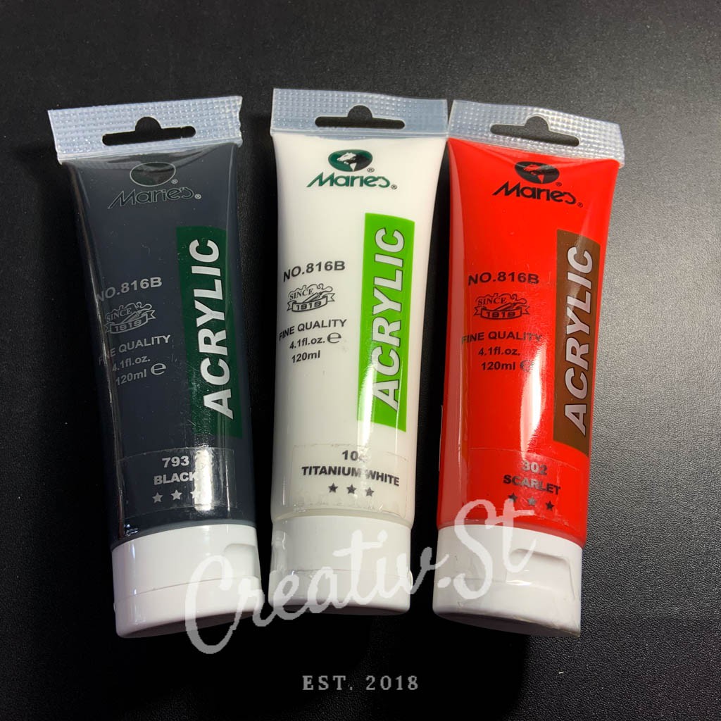 Jual MARIES Cat Acrylic 120 Ml Paint Acrylic Colour Satuan Cat Lukis ...