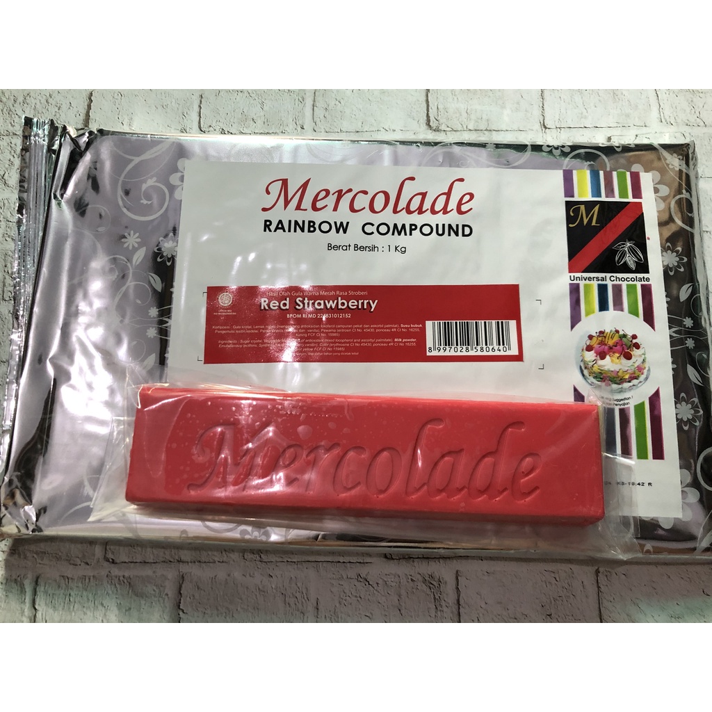 Jual [1kg] Mercolade Red Strawberry 1kg Chocolate Rainbow Compound ...