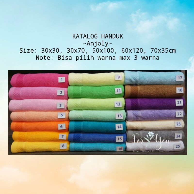 Jual Handuk Polos Sapu Tangan-Merk Anjoly-Ukuran 30x30cm | Shopee Indonesia