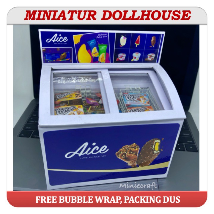 Jual PAKET HEMAT MINIATUR FREEZER ICE CREAM & 12 PCS DOLLHOUSE ICE ...