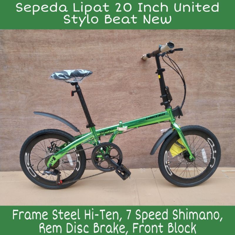 Jual Sepeda Lipat 20 Inch United Stylo Beat New Steel Hi-Ten 7 Speed ...