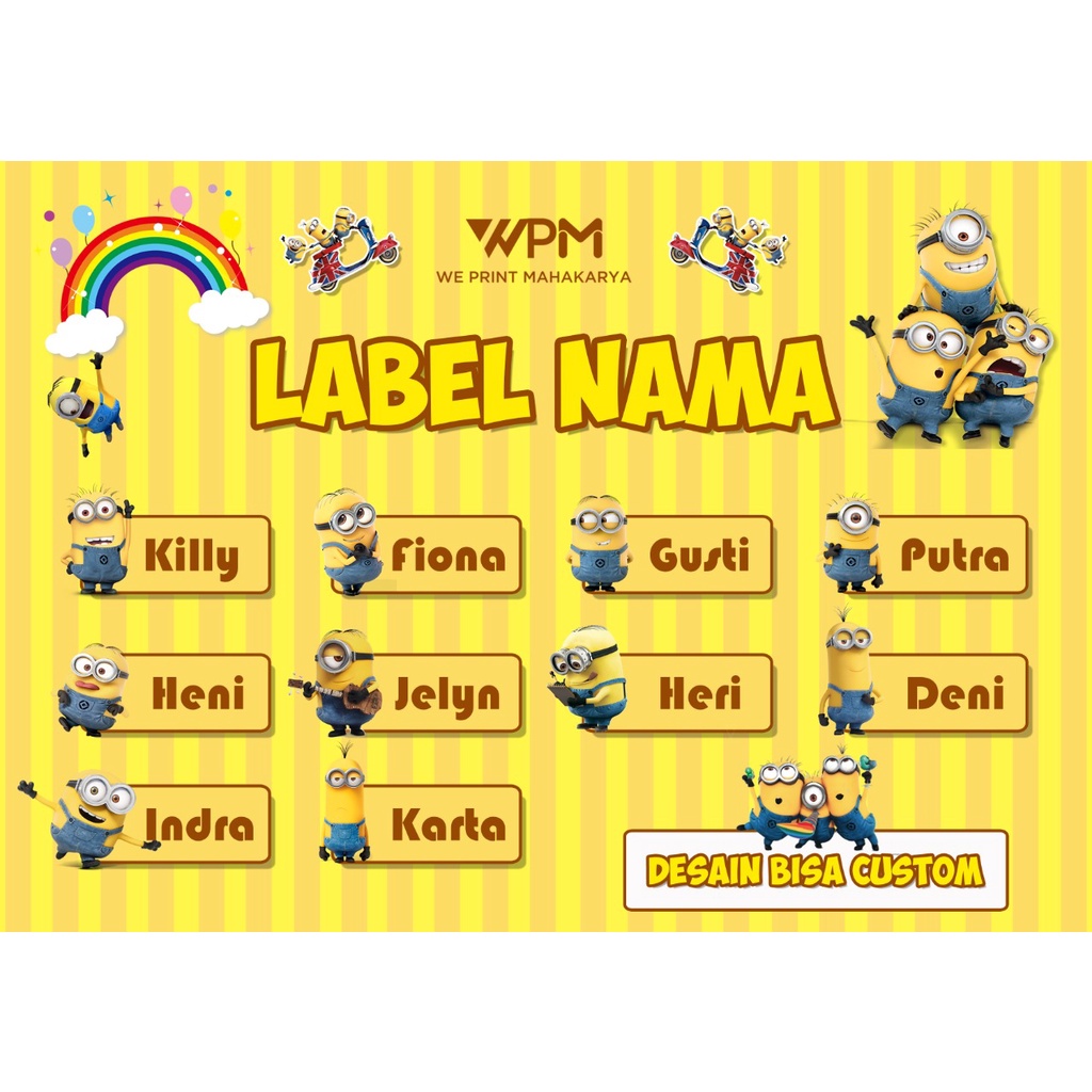 Jual Stiker Nama Anak Murah ukuran a4 / Label Nama Anak Custom Lucu ...