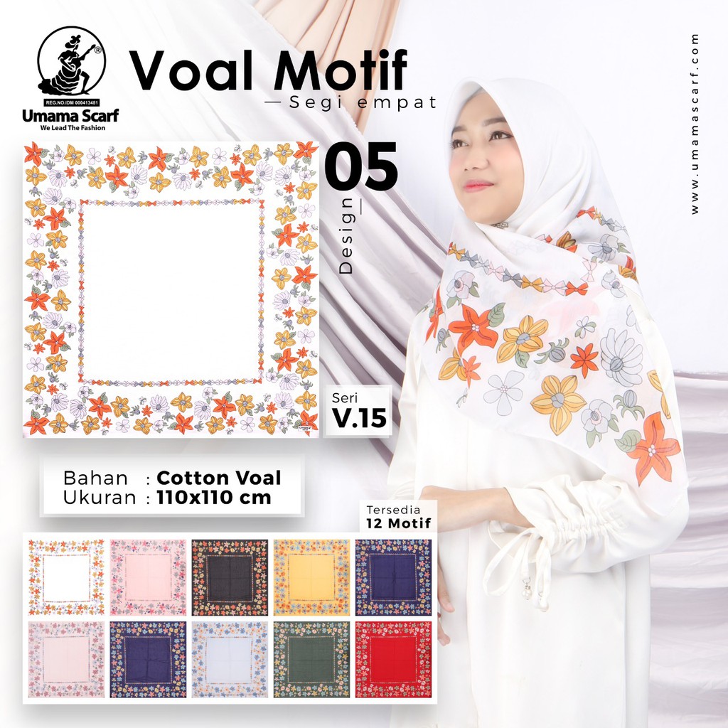 Jual Grosir 10 Pcs Hijab Segi Empat Voal Motif 05 Bahan Cotton Voal ...