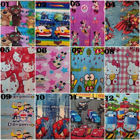 Jual SELIMUT KARAKTER MURAH SPIDERMAN KEROPEE DORAEMON MICKEY HELLO ...