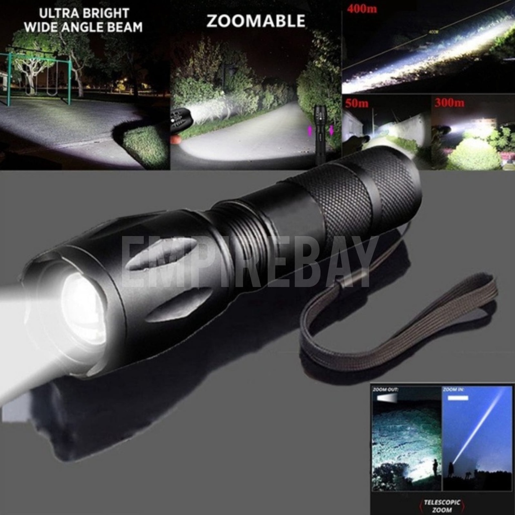 Jual SENTER LED EFFISIEN SUPER TERANG XML-T6 2000 - 3800 LUMENS ANTI AIR JARAK JAUH Flashlight ...