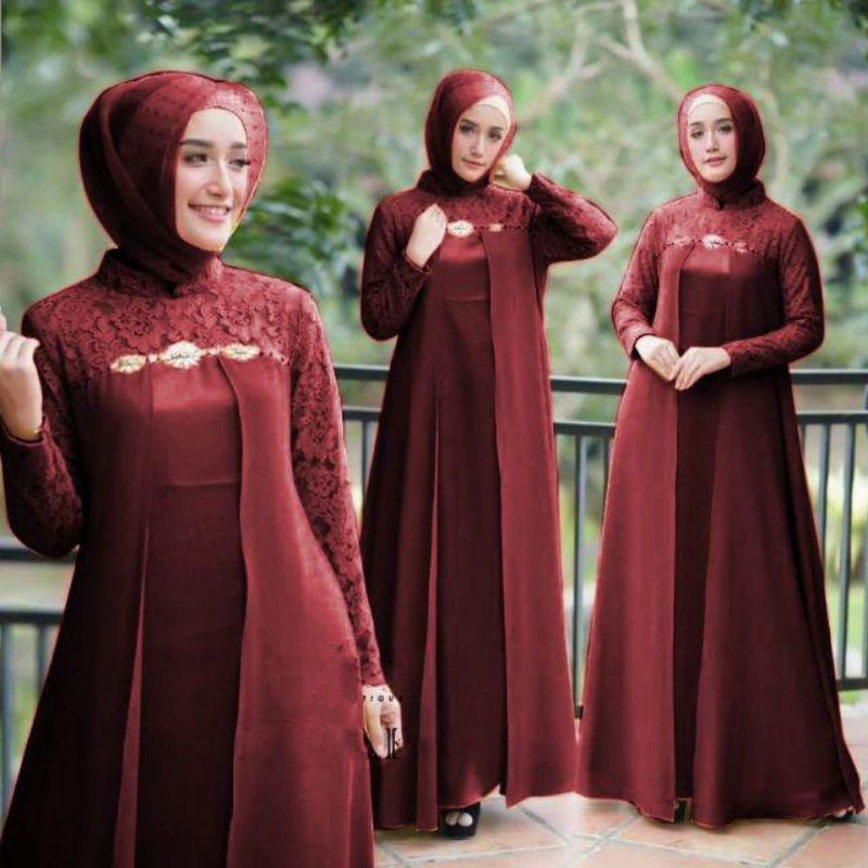 Jual ERINA- GAMIS GAUN BAJU DRESS BRUKAT BROKAT IMPORT S M L XL XXL ...