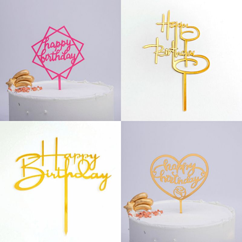 Jual Cake Topper akrilik, cake topper happy birthday, cake topper ulang ...