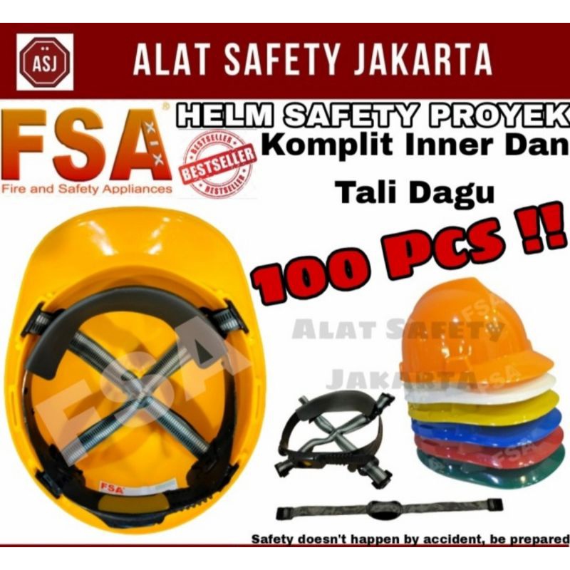 Jual Paket Hemat 100 pcs Helm Proyek Safety FSA (include tali dagu ...