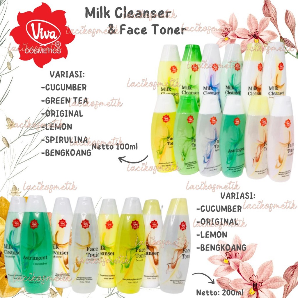 Jual LACIKOSME VIVA FACE TONIC / MILK CLEANSER / AIR MAWAR 100ML 200ML ...