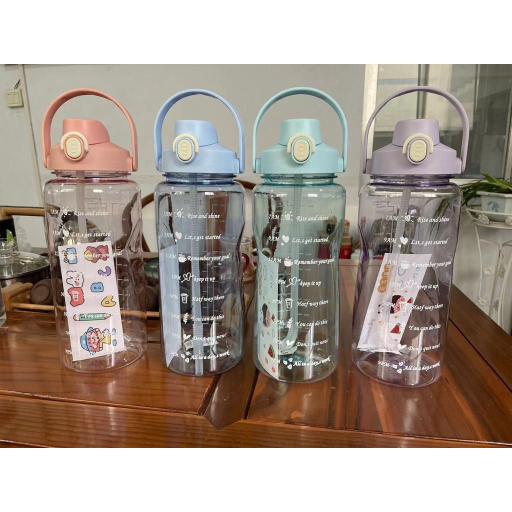 Jual Botol Minum 2 Liter Botol Minum Korea Viral 2000ml Motivasi FREE ...