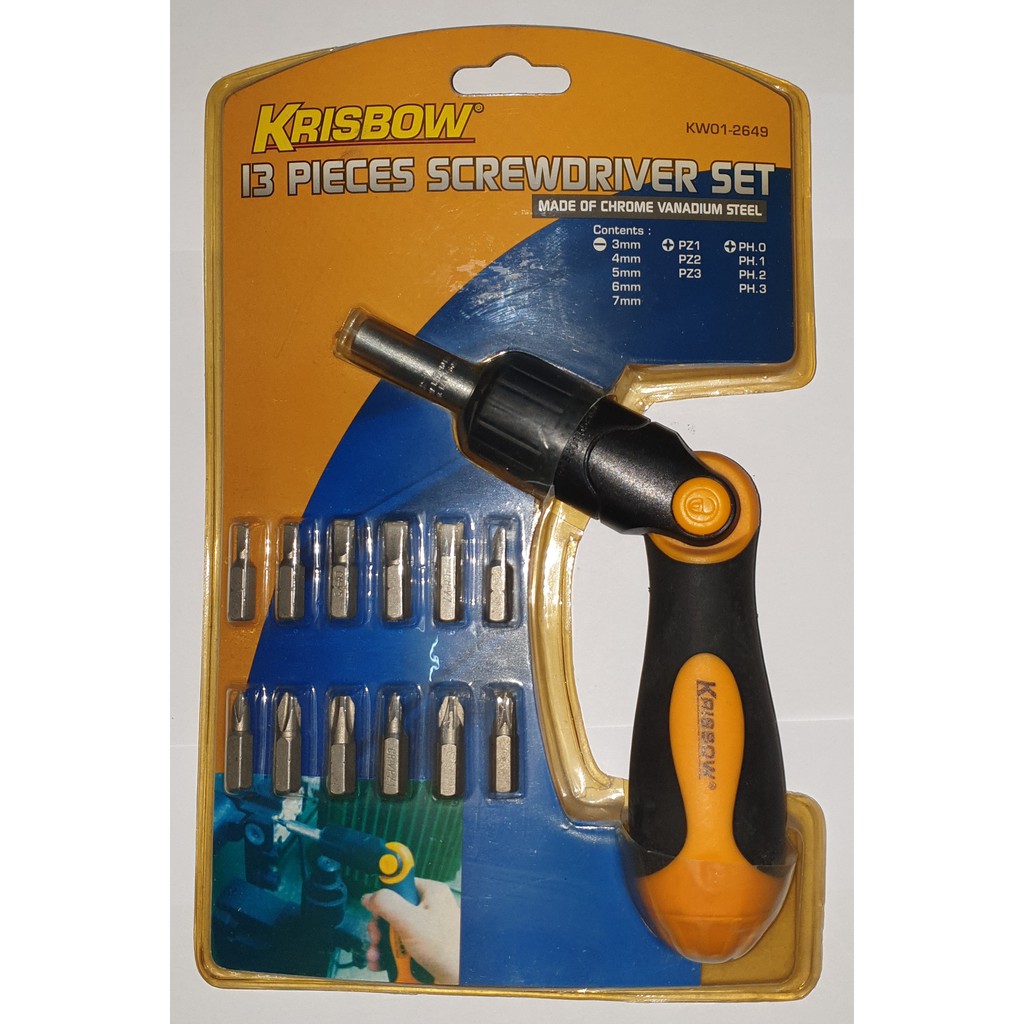 Jual SET OBENG RATCHET KRISBOW SCREWDRIVER (13PCS) KW0102649 Krisbow ...