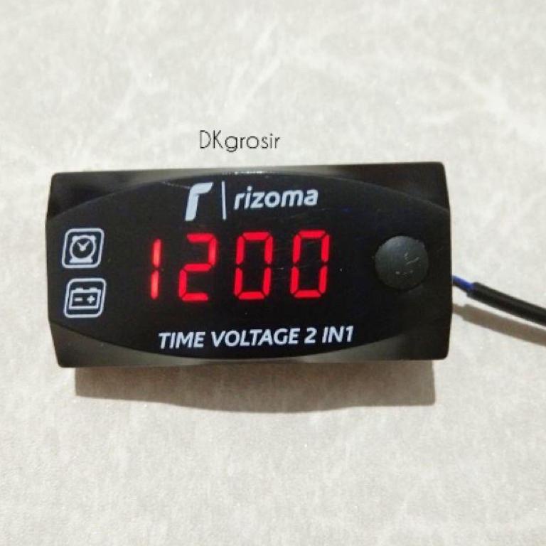 Jual [KODE BHQSW] Rizoma Volt meter 2 in 1 LED Biru Merah Voltmeter Digital Ukur aki dan Jam ...