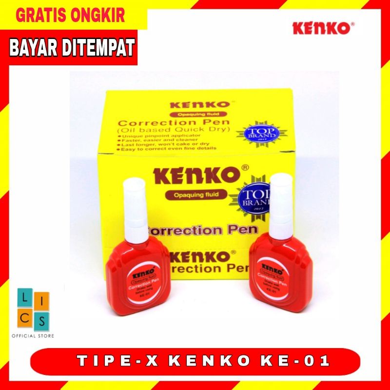 Jual Corecction Pen Kenko Ke-01 Merah Tip-Ex Cair Tipe-X Fluid Cairan ...