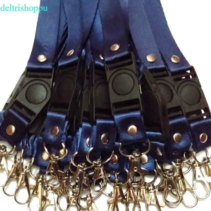 Jual Tali lanyard / tali id card 2cm stopper - Biru Navy (dongker ...