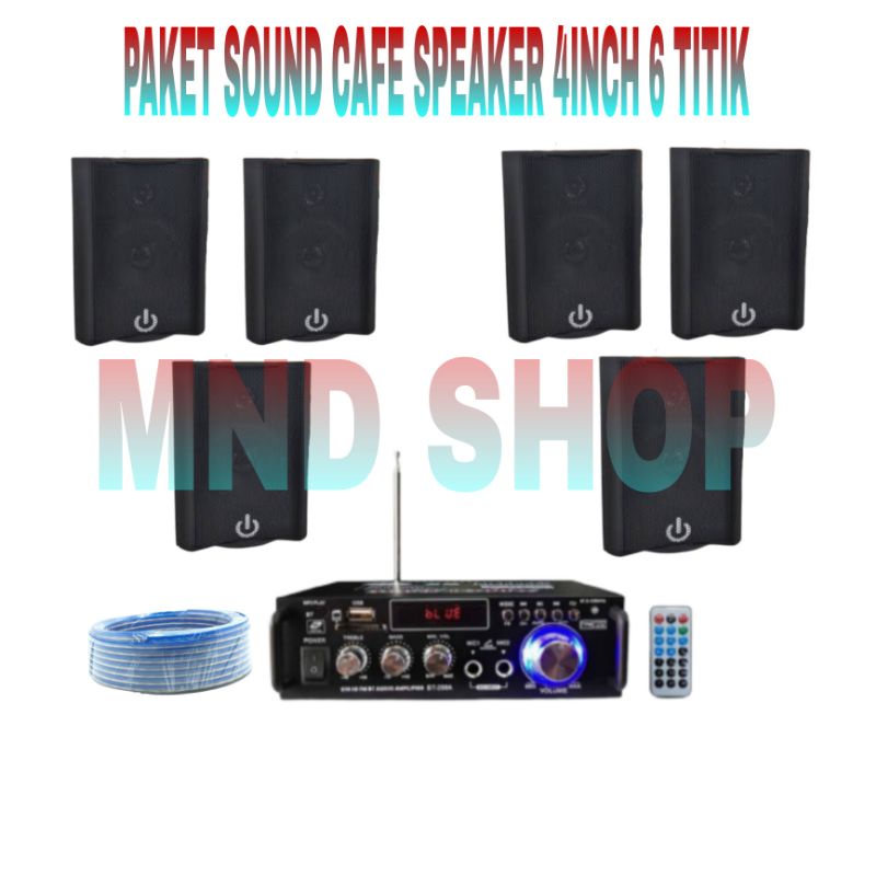 Jual paket sound cafe resto speaker 4inch 6 titik +amplifier bluetooh ...