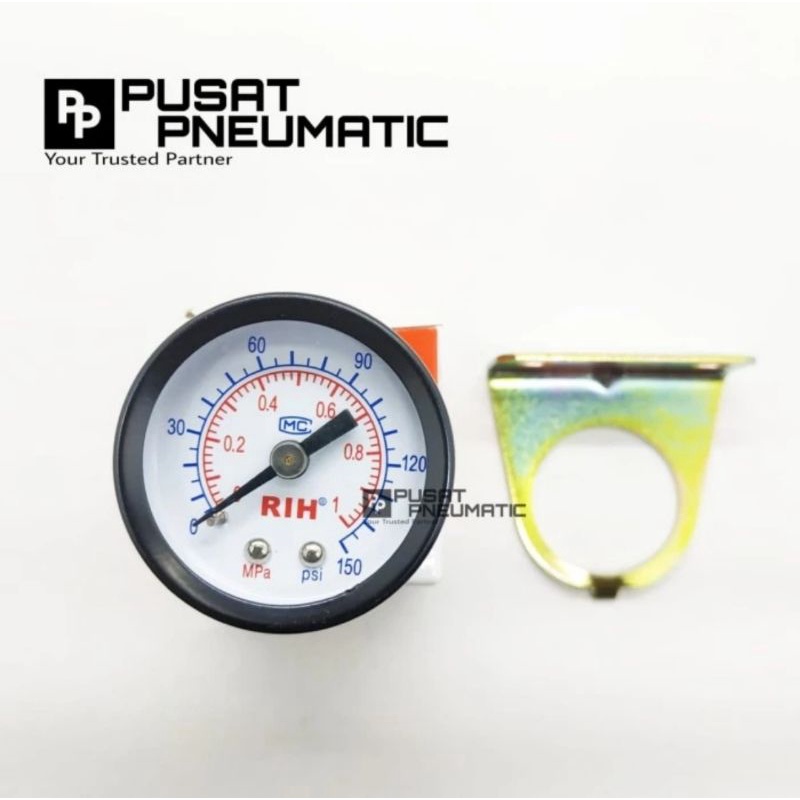 Jual Pressure Gauge Drat 1/4" Range 0-1 MPA atau 0-10 BAR 150 PSI | Shopee Indonesia