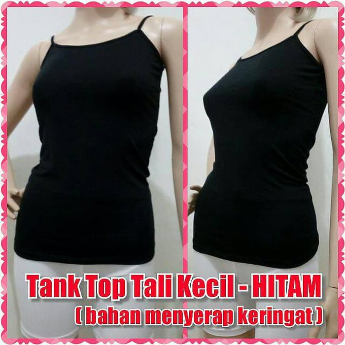 Jual Tank Top Tali Kecil - HITAM ( bahan menyerap keringat ) | Shopee ...