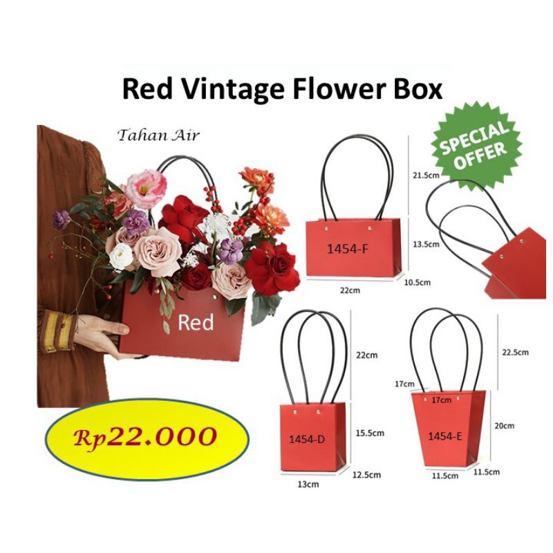 Jual Red vintage box -barang florist - kantong bunga - vas bunga 1454 | Shopee Indonesia