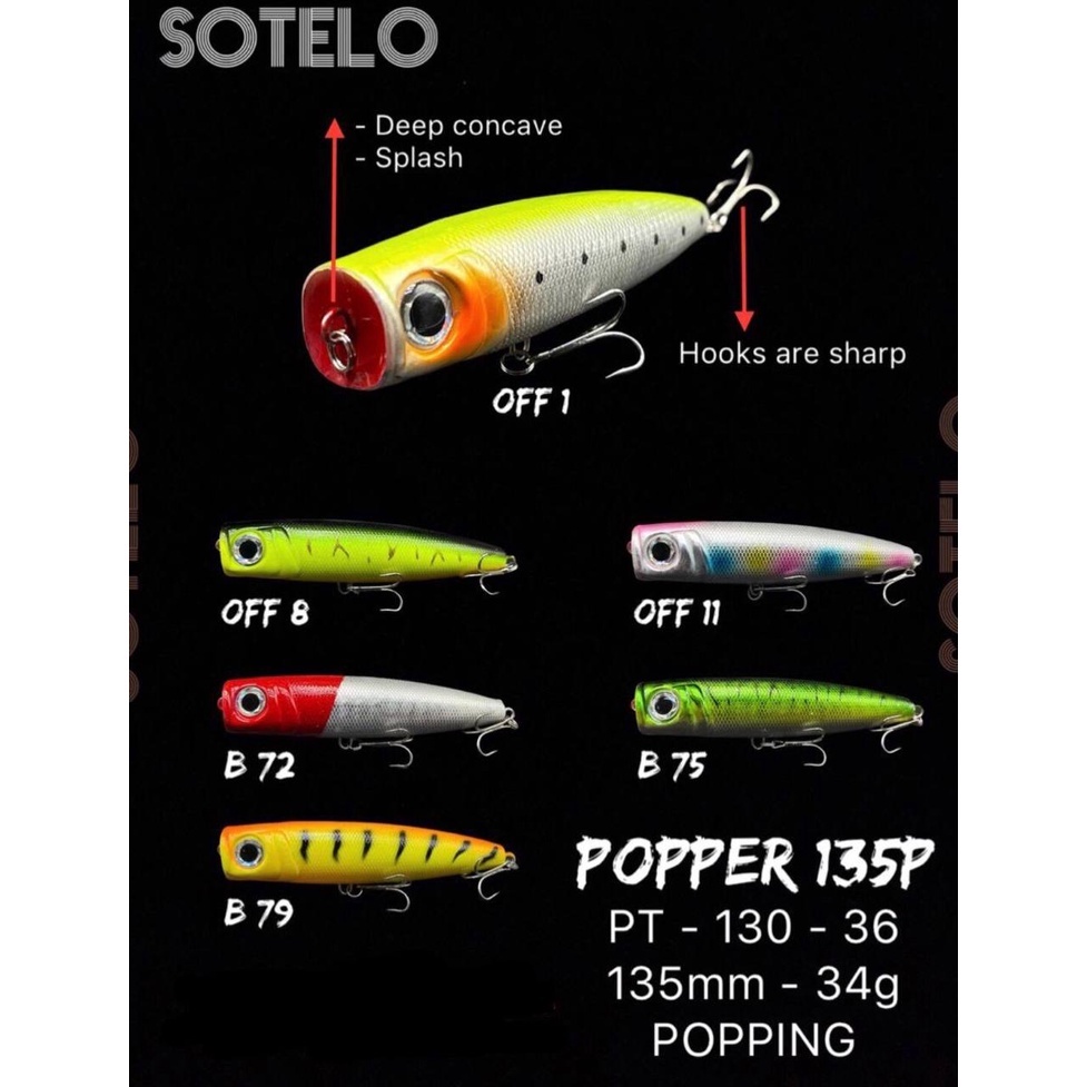 Jual Popper Sotelo Berat 34 gram Panjang 135 mm Tersedia variasi warna ...