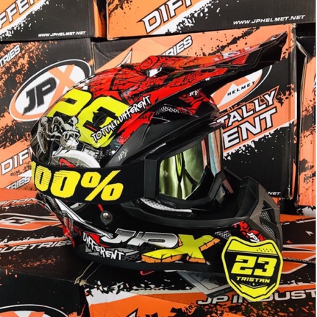 Jual HELM JPX FULL FACE CROSS TRABAS + Google 100% | Shopee Indonesia