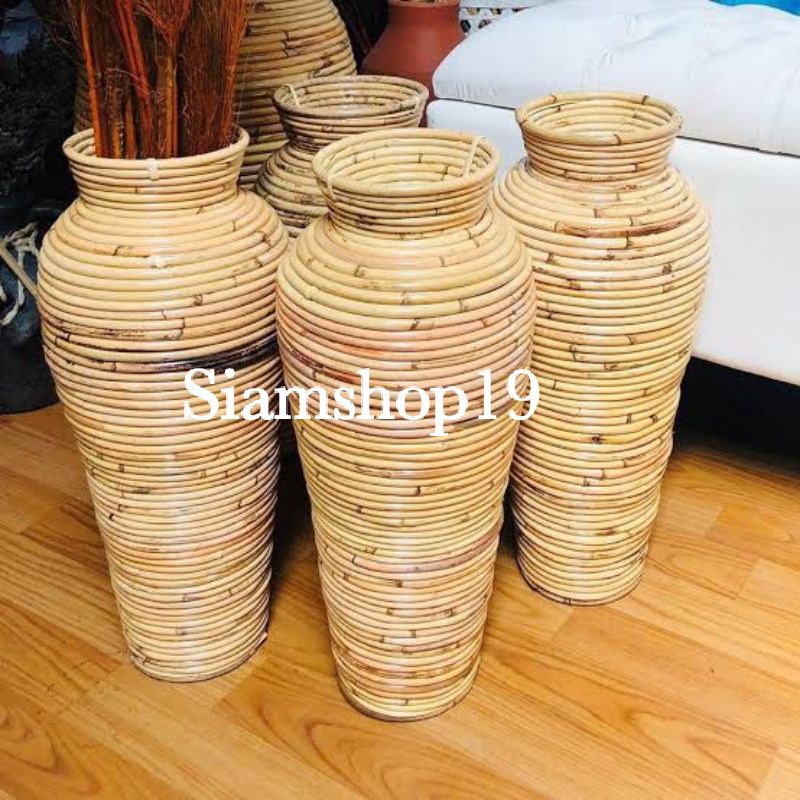Jual Vas Pot Guci Rotan untuk Bunga model wortel tinggi 70cm | Shopee ...