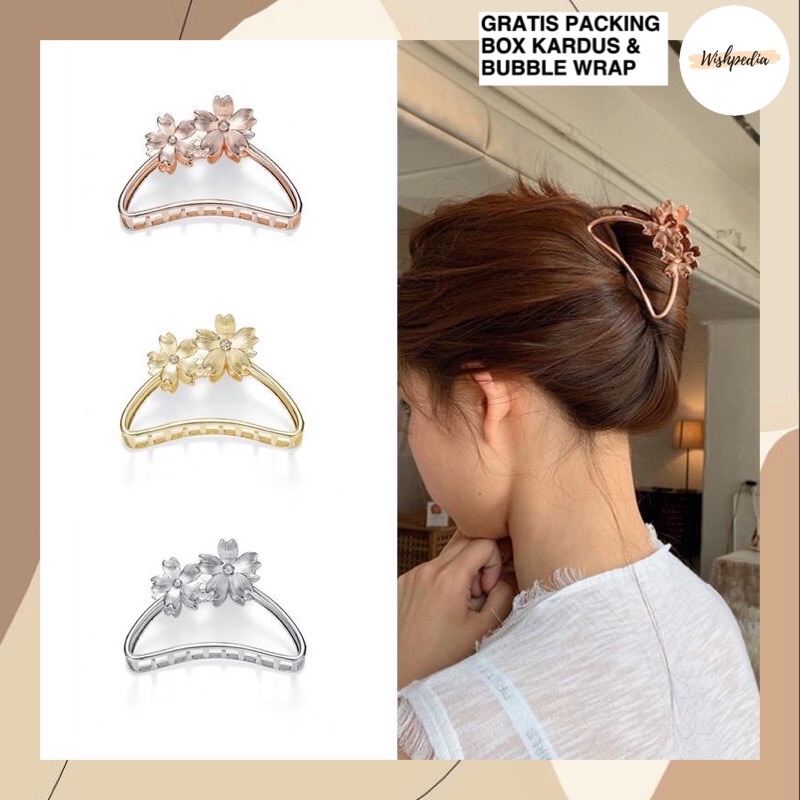 Jual Jepit rambut korea bunga besar polos jepitan mandi flower alloy ...