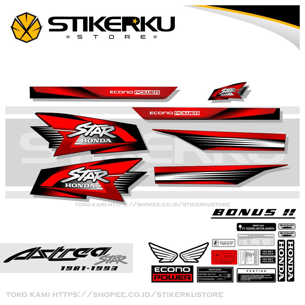 Jual STRIPING ASTREA STAR / PRIMA / 700 / 800 / STIKER / STICKER / ORI / VARIASI / 1981 - 1993 ...