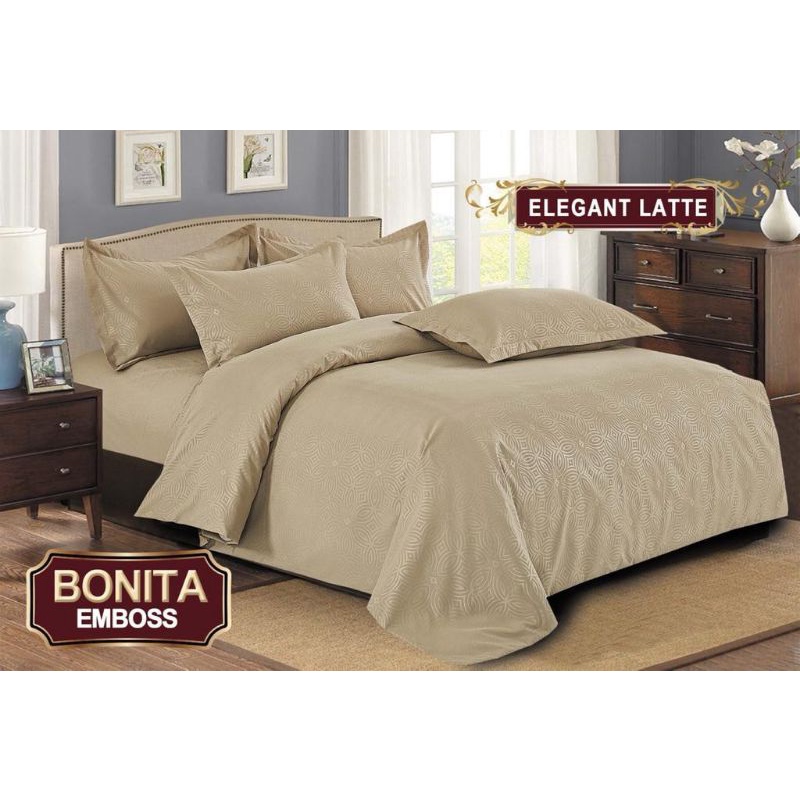 Jual Bonita - Satu Set Bed Cover Bonita Polos Emboss Fitted King ...