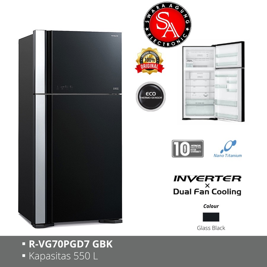 Jual Kulkas 2 Pintu 550 Liter Hitachi Type: R-VG70PGD7 GBK (Khusus Daerah Medan) | Shopee Indonesia