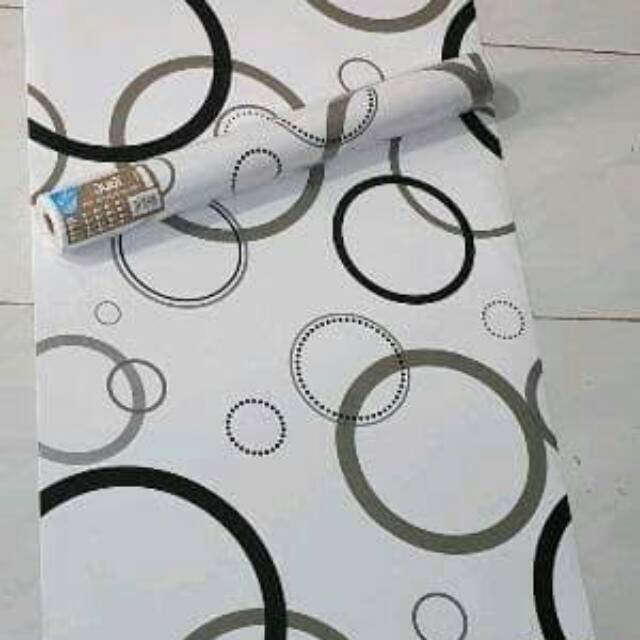 Jual Wallpaper sticker dinding motif bulat Circle Polkadot hitam putih ...