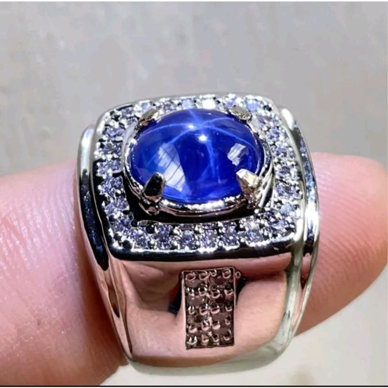 Jual termantul batu blue star safir asli Bangkok 9 mohs siap pakai ...