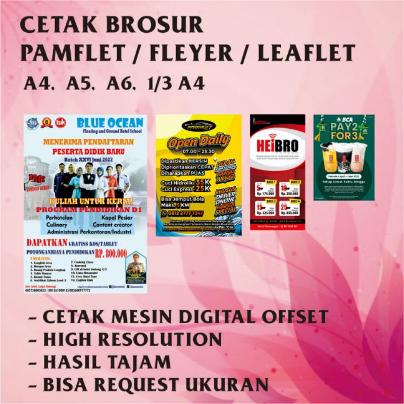 Jual CETAK BROSUR / PAMFLET / FLEYER / LEAFLET MURAH UKURAN A4 A5 A5 1/ ...