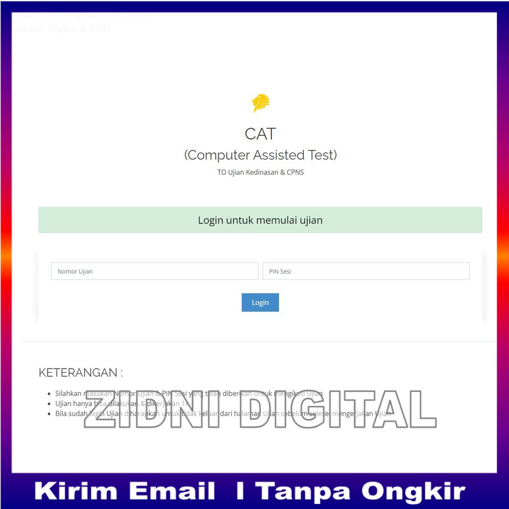 Jual Aplikasi Ujian Online CAT CPNS Berbasis Web ZIDNI DIGITAL OFFICIAL | Shopee Indonesia
