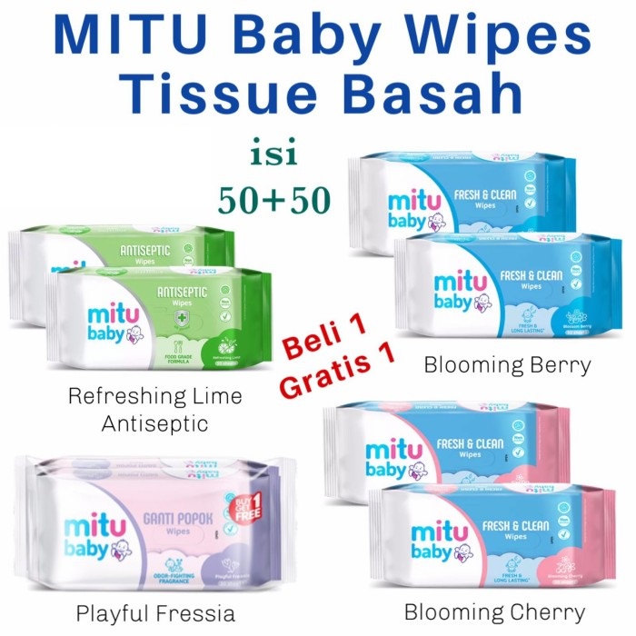 Jual Mitu Baby Wipes 50 Sheets Beli 1 Gratis 1 - Tisu Basah | Shopee ...