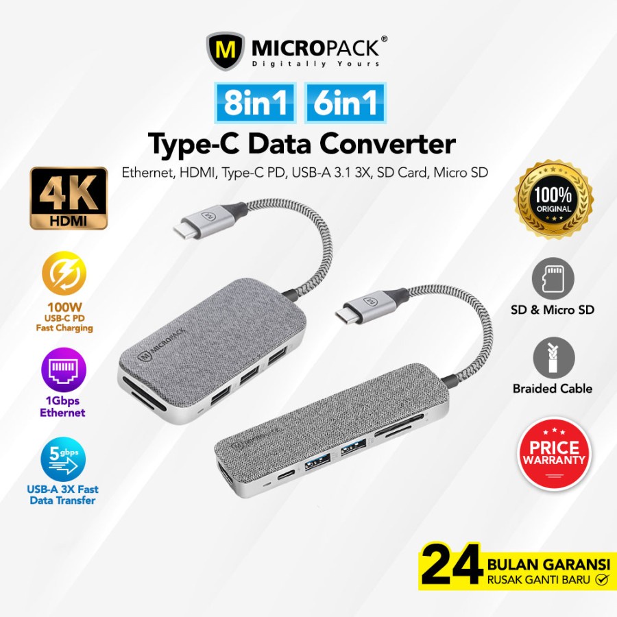 Jual Original Micropack Converter USB Hub Type C 3.1 3.0 to HDMI LAN ...