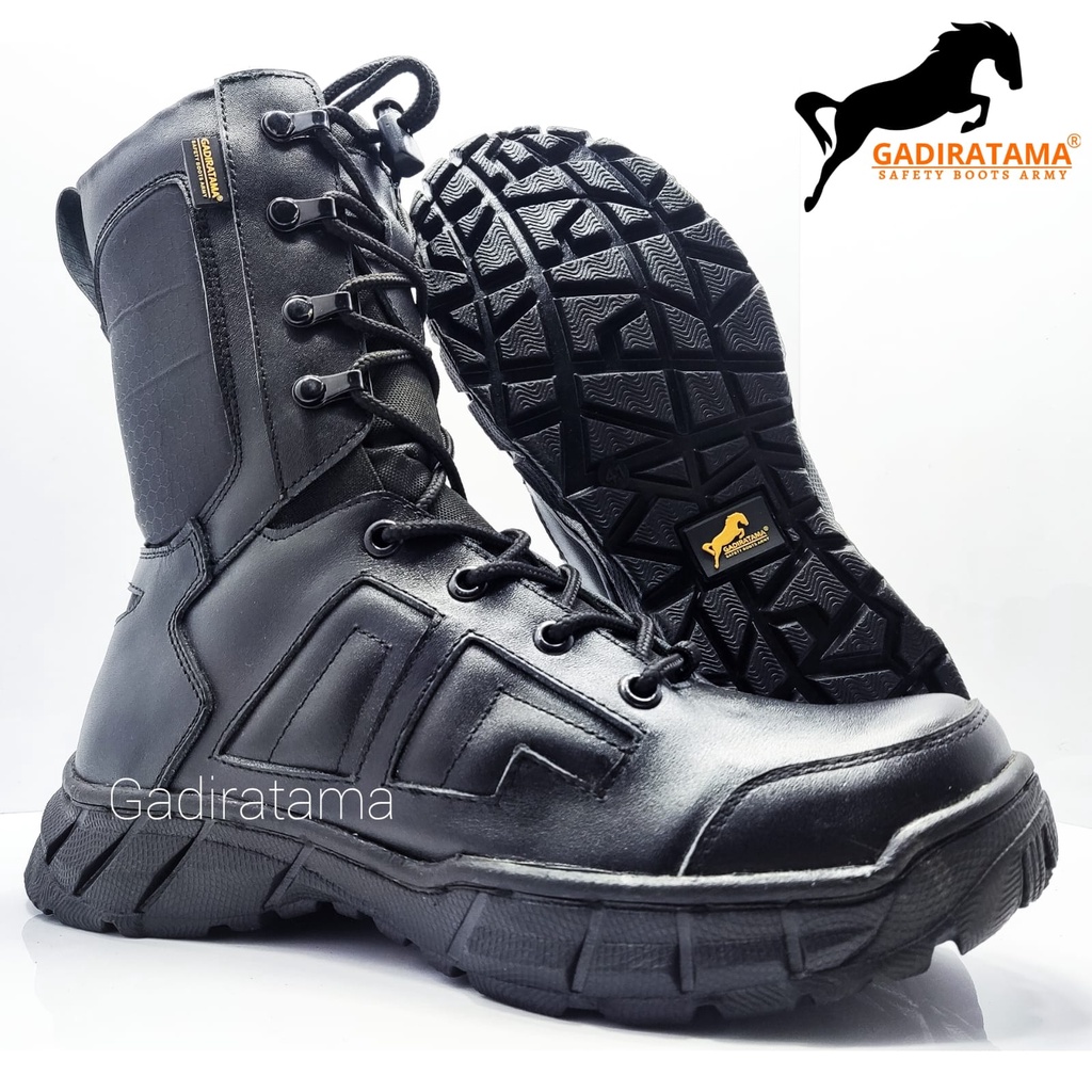 Jual sepatu PDL terbaru TNI POLRI sepatu boots pria hitam kulit asli ...