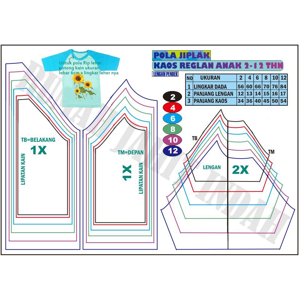 Jual pola baju pola jahit KAOS RAGLAN ANAK USIA 2-12THN | Shopee Indonesia