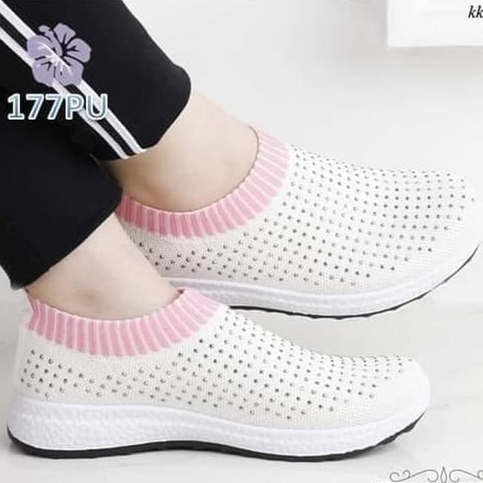 Jual HOT Sepatu Slip on Wanita ELIZA Best Seller Murah - PUTIH PINK, 37 ...