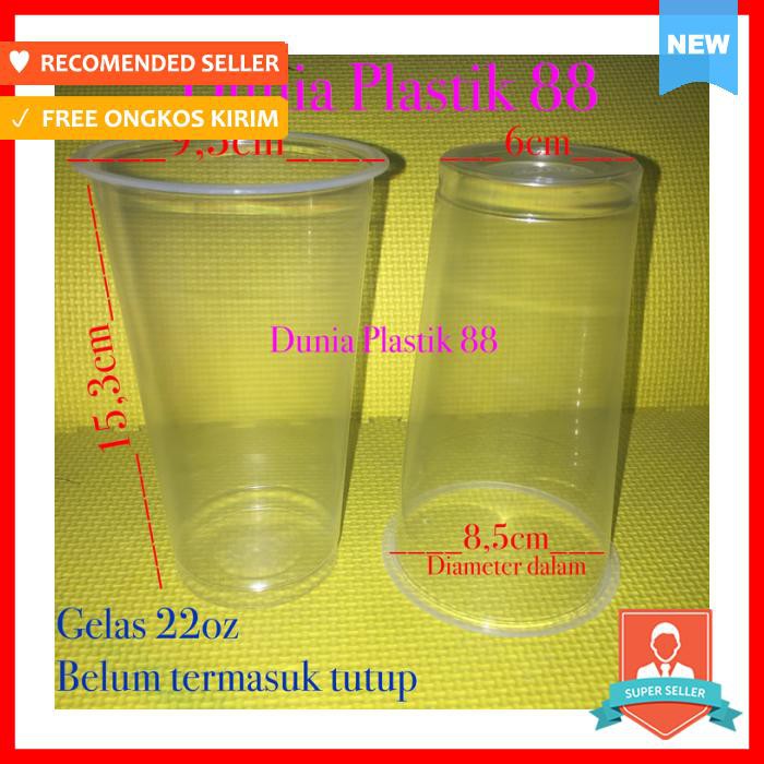 Jual GELAS & MUG - 50PC GELAS PLASTIK PLASTIC CUP PP 22OZ THAI TEA ...
