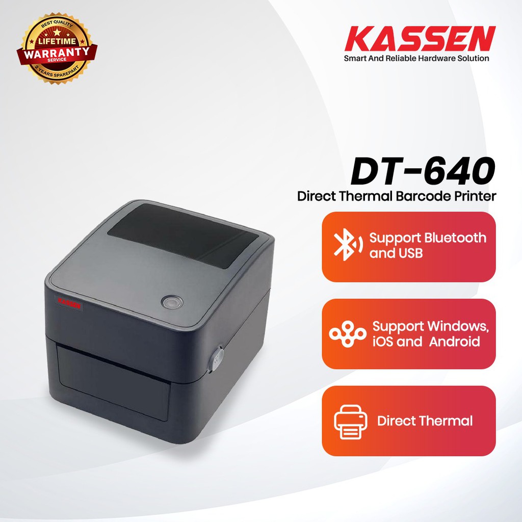 Jual BARCODE PRINTER KASSEN DT-640BT THERMAL PRINTER LABEL (BLUETOOTH ...