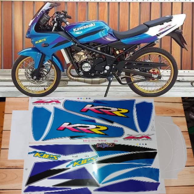 Jual striping sticker KRR zx 150 biru tahun 1999 ninja rr old zx150 ...