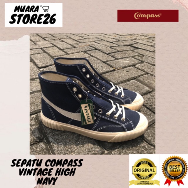 Jual Sepatu Compass Vintage High Navy | Shopee Indonesia