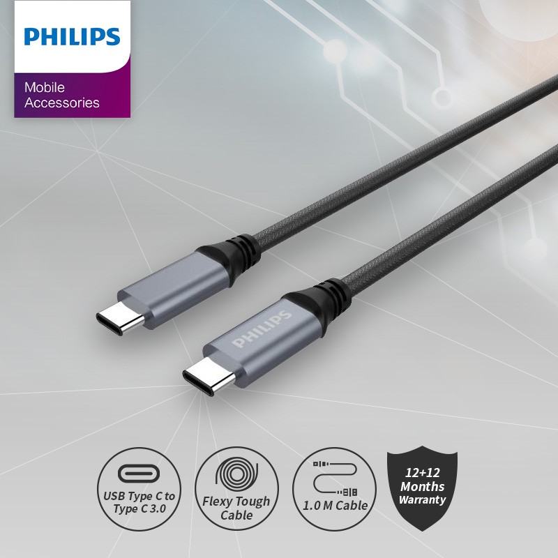 Jual PHILIPS Mobile Kabel USB-C to USB-C Cable DLC-4530 Premium Braided ...