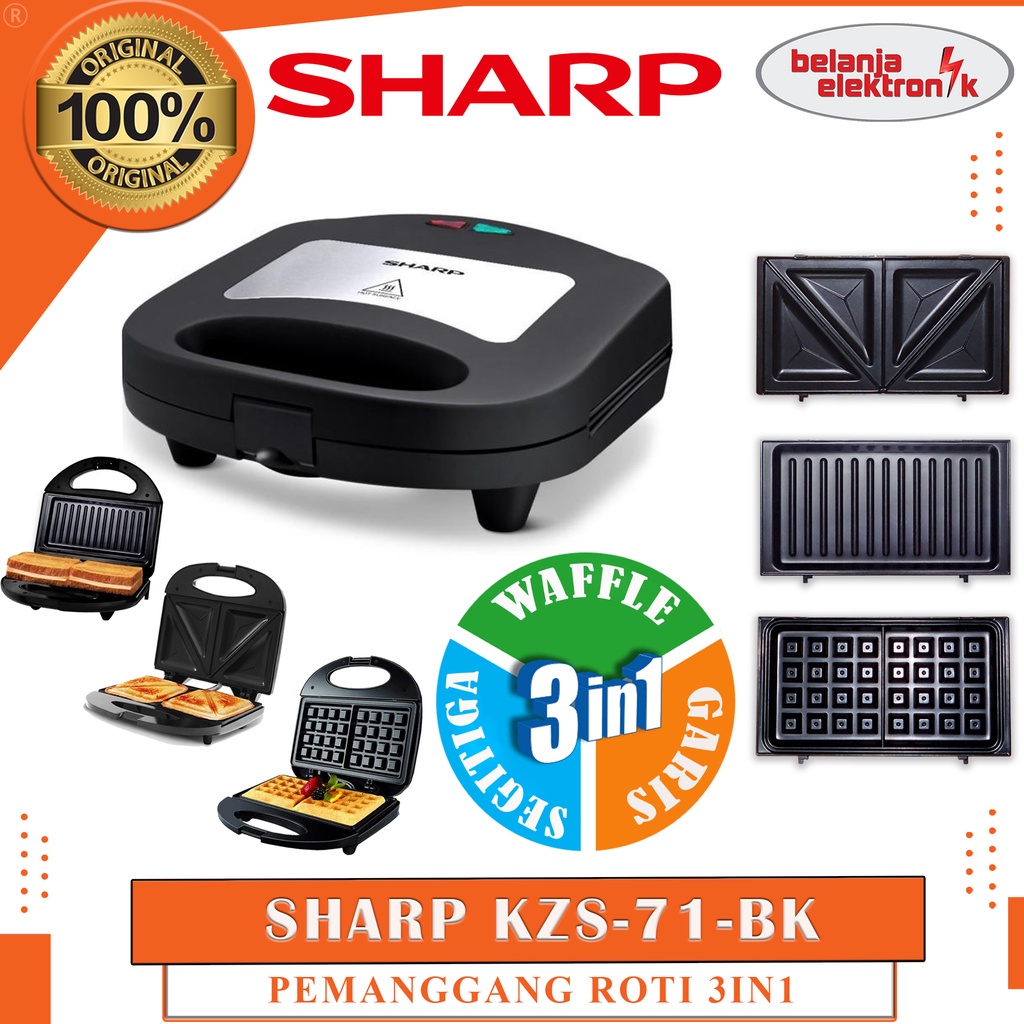Jual SHARP SANDWICH TOASTER PEMANGGANG ROTI 3 IN 1 WAFFLE MAKER MULTI ...