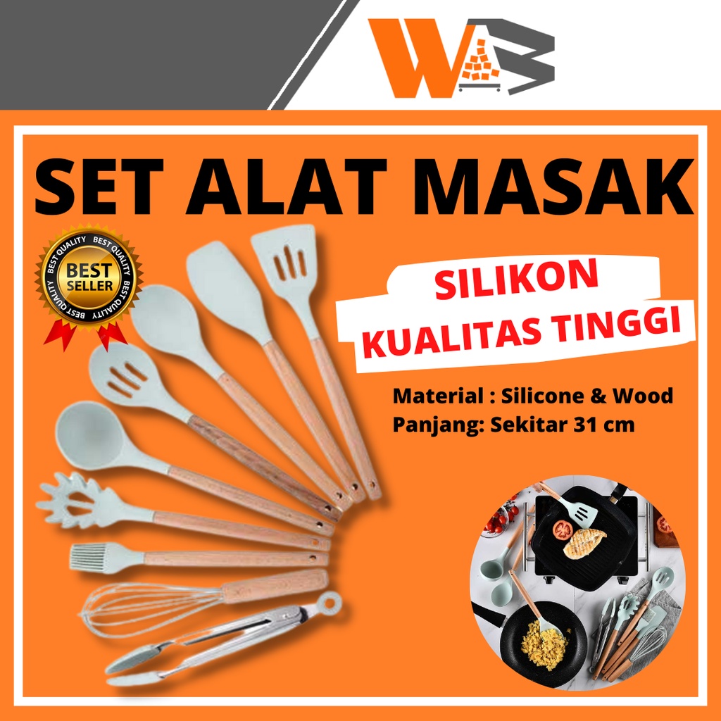 Jual COD Silicone Utensil Set 9pcs Peralatan spatula silikon sutil ...